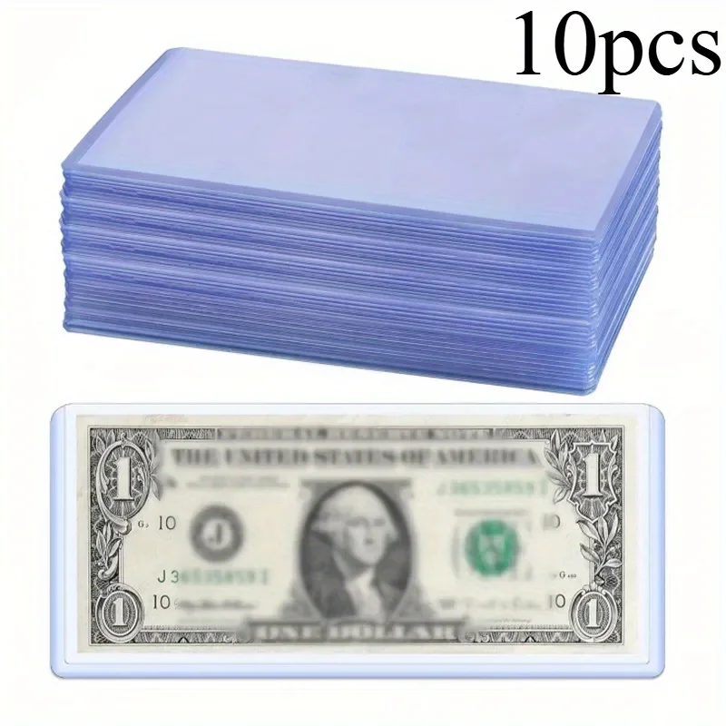 10 Pcs Bill Currency PVC Clear Hard Plastic Sleeve Clip Paper Money ...