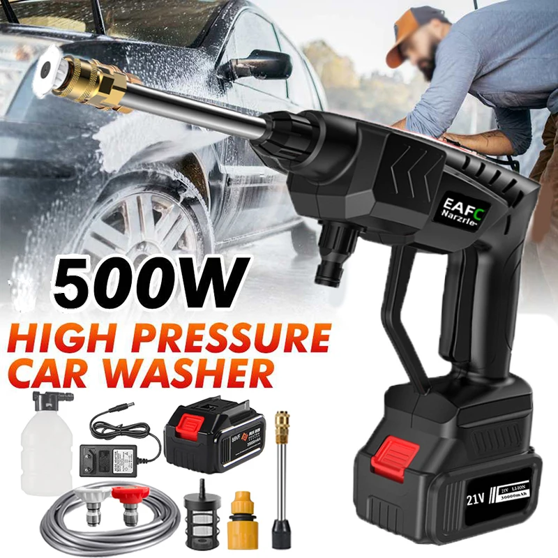 Wireless High Pressure Car Wash Washer Gun 20000mah 500w Foam Generator Water Gun Spray Cleaner ...