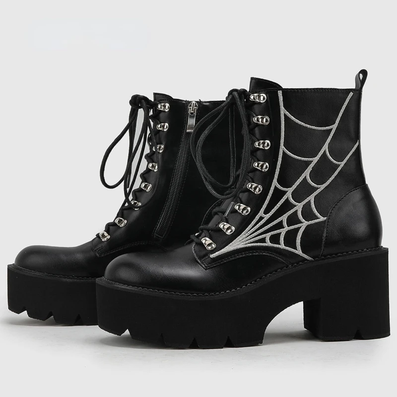 Botines-de-plataforma-con-cordones-para-mujer-botas-Punk-de-tac-n-alto ...