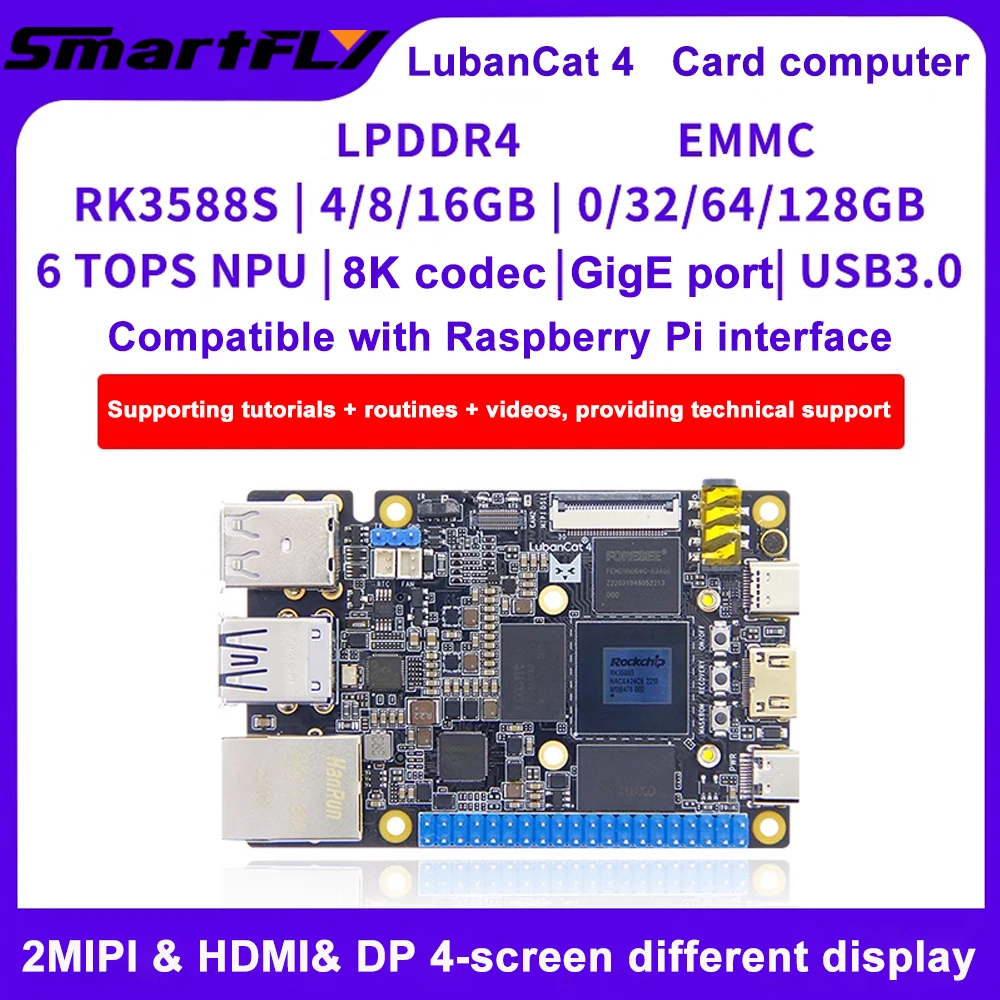 LubanCat-4-card-computer-Rockchip-RK3588S-development-board-Gigabit-network-port-16GB-RAM-128GB ...