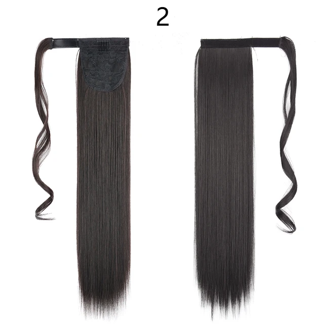 Synthetic 34 inch wavy / straight ponytail hair extensions