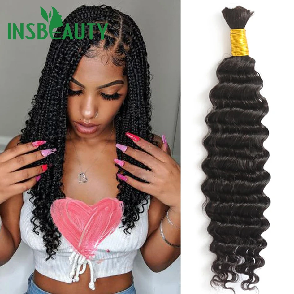 Bulk Human Hair No Weft For Braiding Deep Wave Full Ends Extensions ...