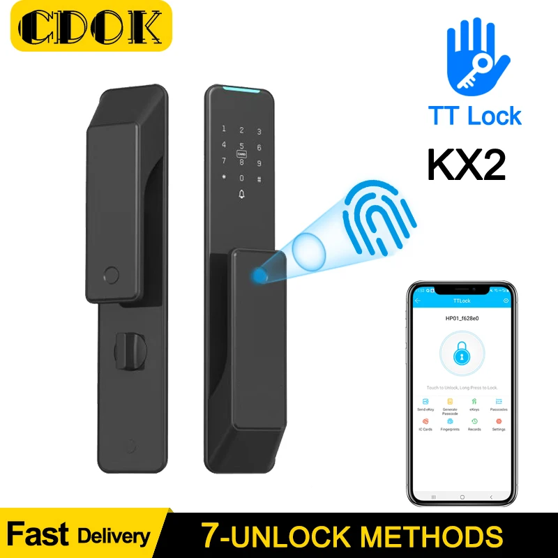2022-NEW-CDOK-KX2-Full-automatic-Electronic-Smart-Door-Lock-TT-Lock-APP ...