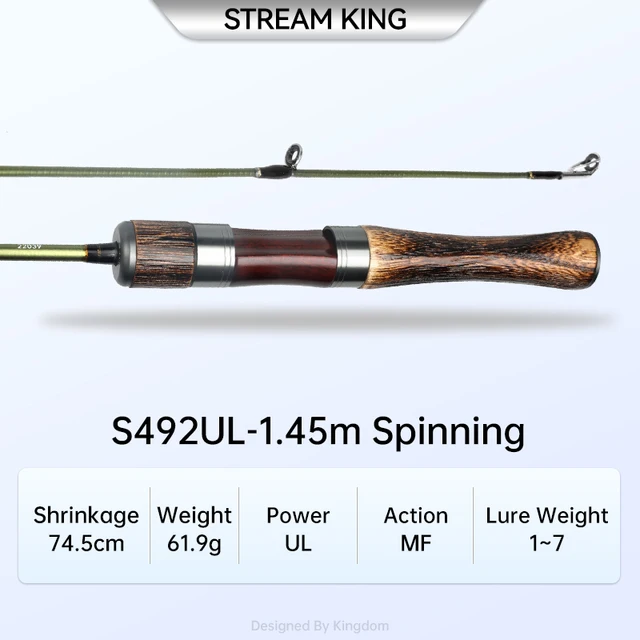 Kingdom STREAM KING Ultralight 62g Spinning Casting Fishing Rods 1.45m ...