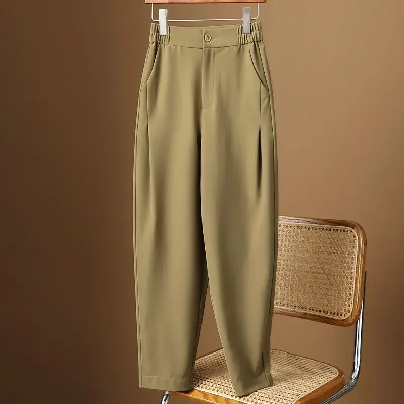 Spring and Autumn Women's Solid High Waist Slim Classic Halun Pants ...