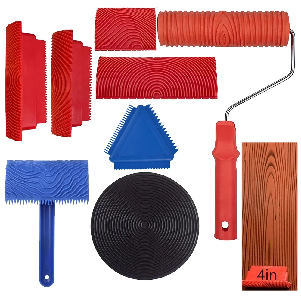 Wood Graining Tool Set Fake Wood Grain Roller Painting Tool with Handle ...