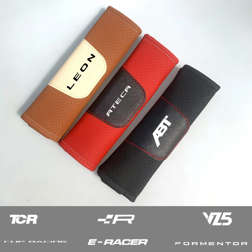 Genuine Leather Safety Seat Belt Cover Shoulders Pad For Seat Cupra ...