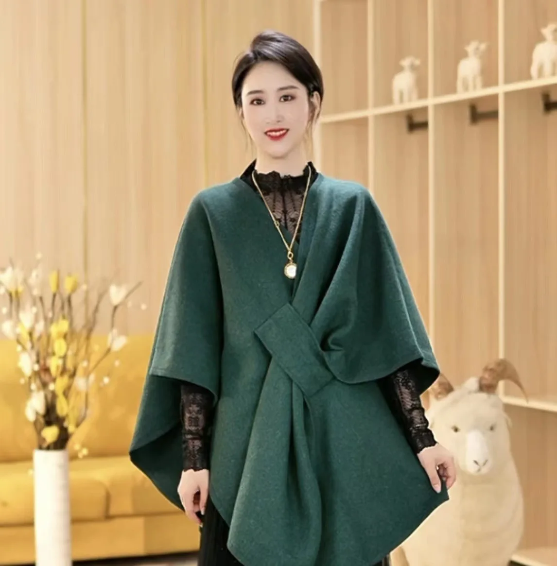 8-Colors-Winter-Faux-Woolen-Women-New-Long-Poncho-Cloak-Fashion-Belt ...
