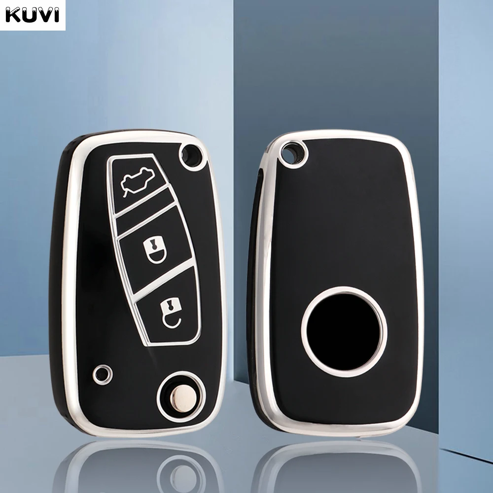 New TPU Car Flip Key Case Cover Shell Fob For Fiat 500 Panda Stilo ...