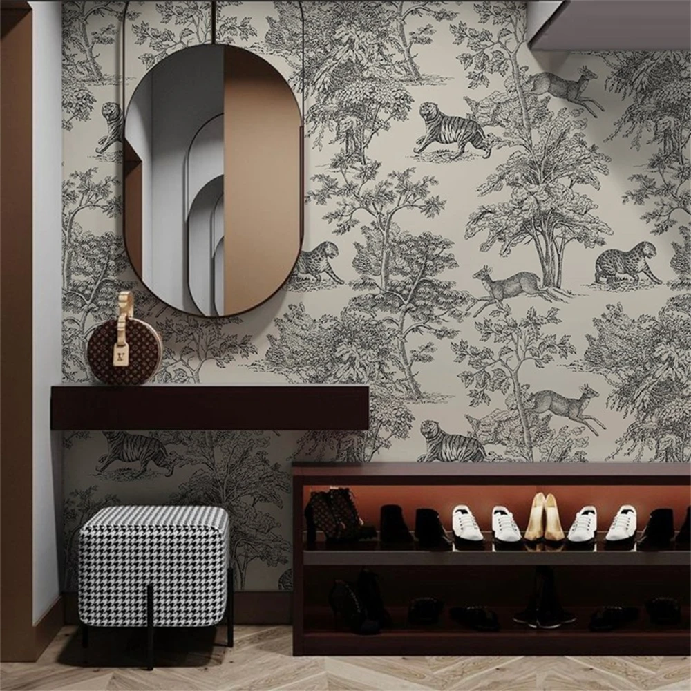 custom-Vintage-Forest-Animals-Wallpapers-for-Living-Room-Background ...