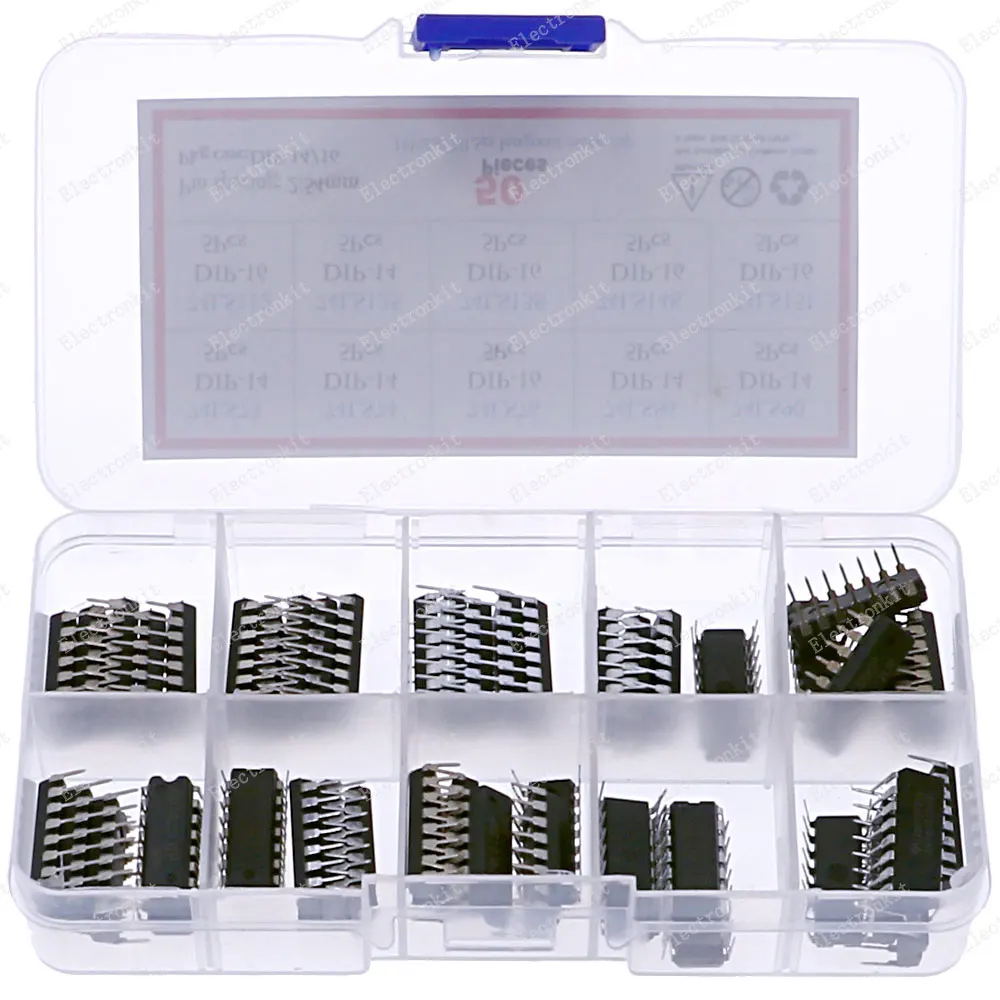 50Pcs IC Integrated Circuit Chip Assortment Kit Box 74LS73 74LS74 ...