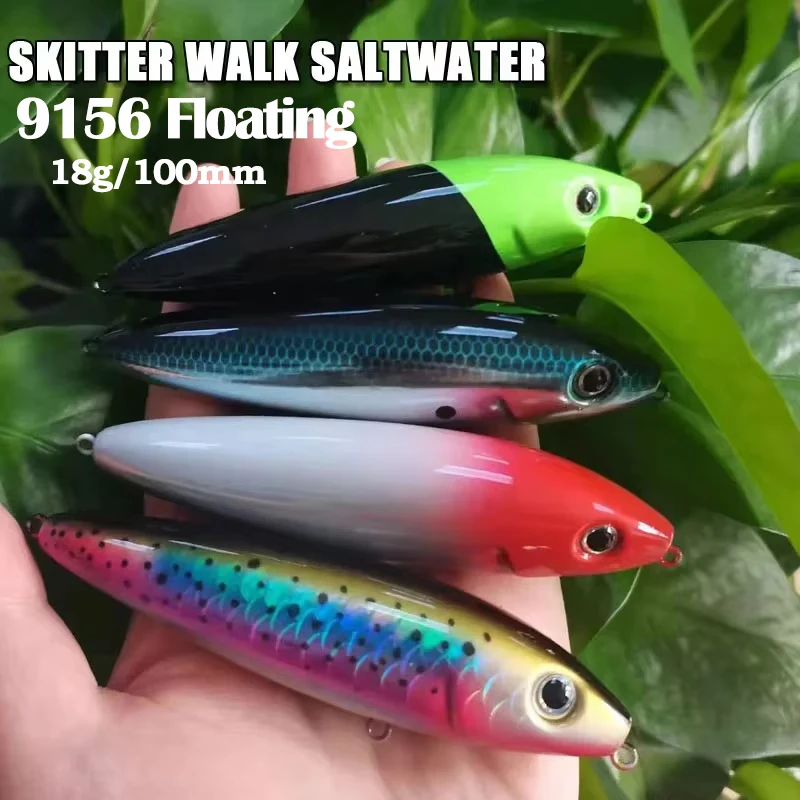 18g 100mm Floating Pencil Lures Saltwater Skitter Trout Bass Swimbait ...