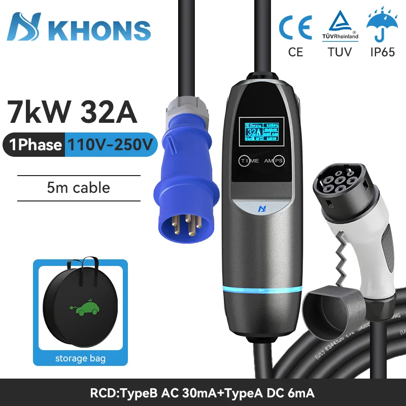 Khons-7KW-Portable-Electric-Vehicle-charger-Type2-Charging-Wallbox-32A ...