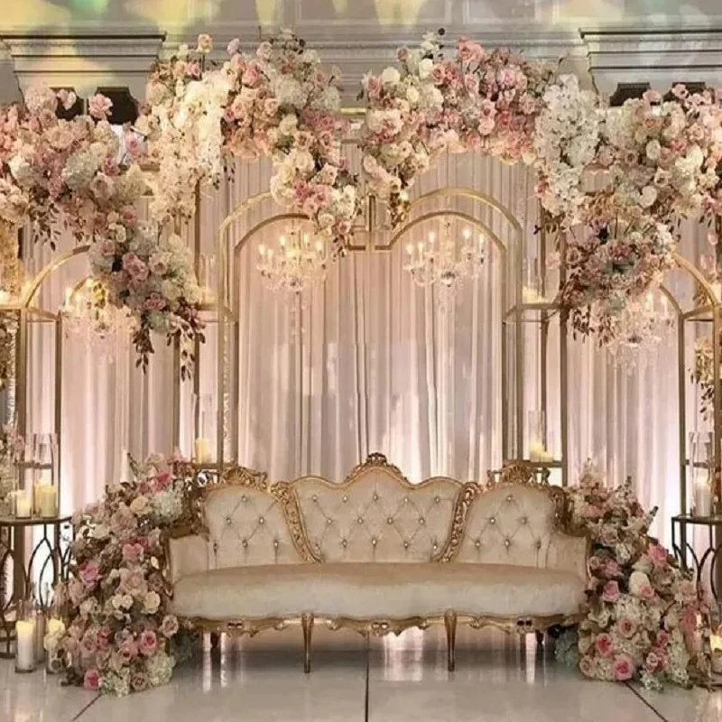 3PCS-Shiny-Gold-Decorate-Wedding-Backdrops-Stand-Rectangular-Arch-Stage ...