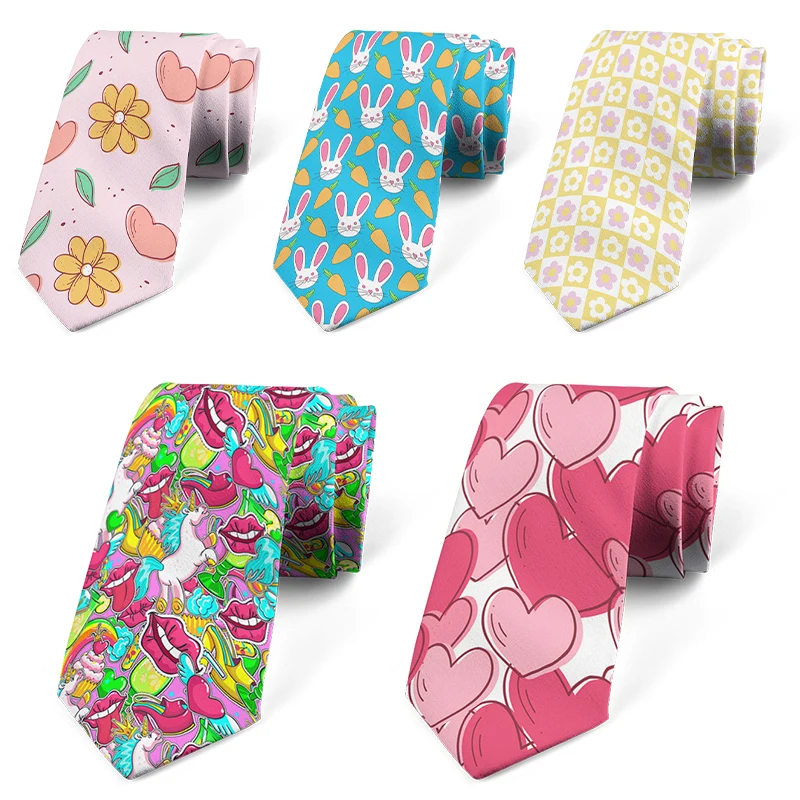 Corbata-con-estampado-3D-de-conejo-de-dibujos-animados-Harajuku-para ...