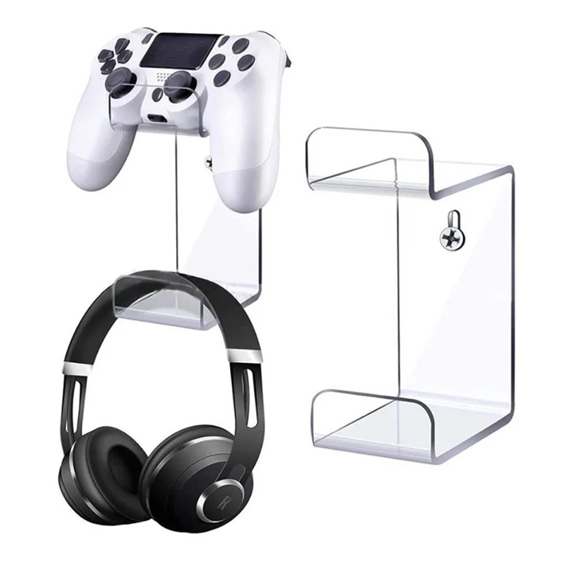 Wall-Mounted-Acrylic-Headset-Stand-Hanger-Game-Controller-Holder-Space ...