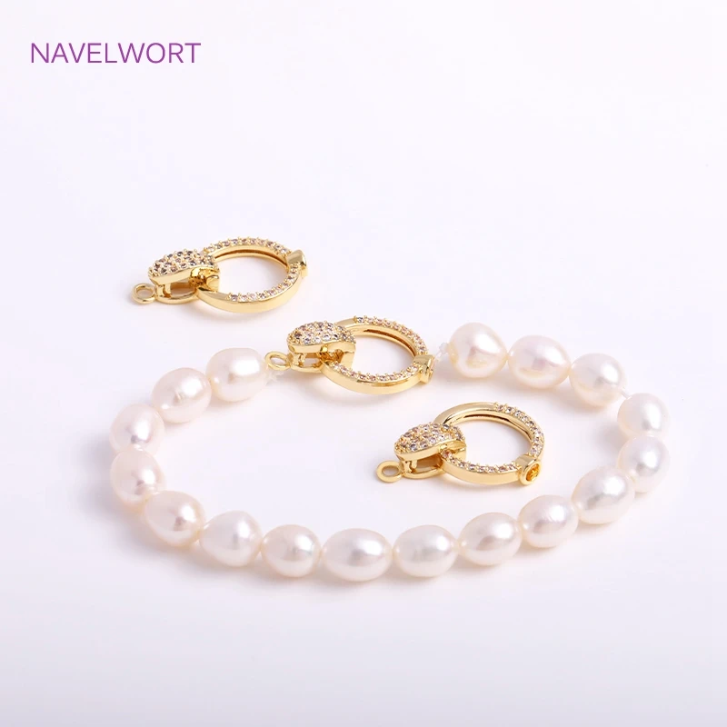 Trendy-Round-Pearl-Clasps-For-Jewelry-Making-18K-Gold-Plated-Circle ...