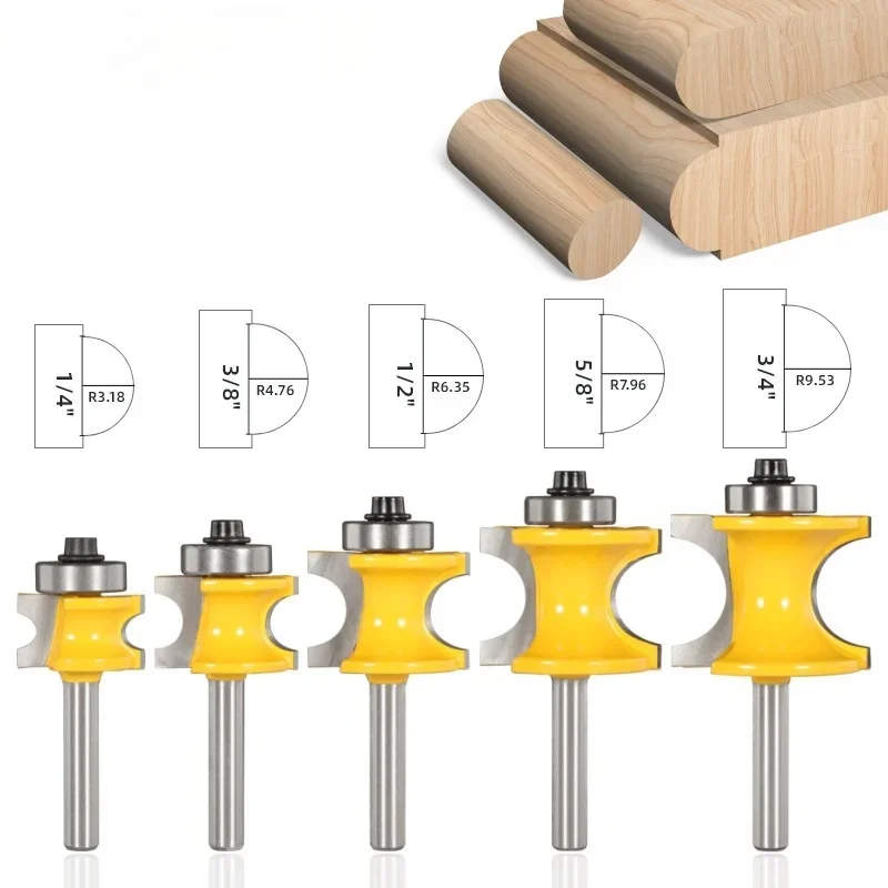 6-6-35-8mm-Shank-Bullnose-Half-Round-Router-Bit-Set-With-Bearing ...