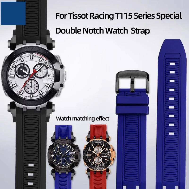 Sports Silicone Rubber For Tissot Racing T115417A Series Special Double ...