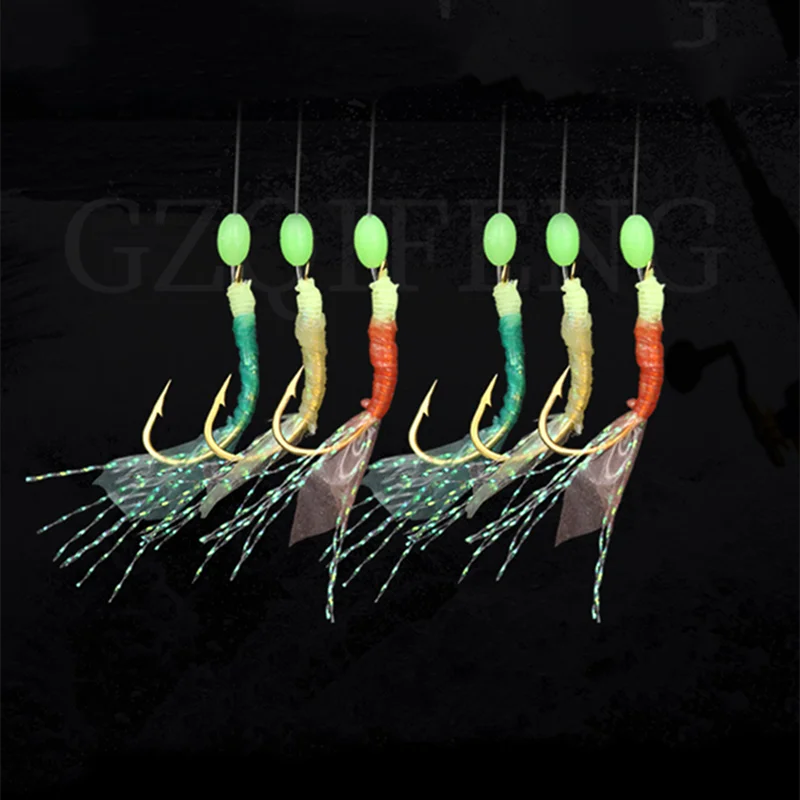 ZYZ Three-coloured Fishing Sabiki Hooks Fish Skin String Hooks 12# 14 ...