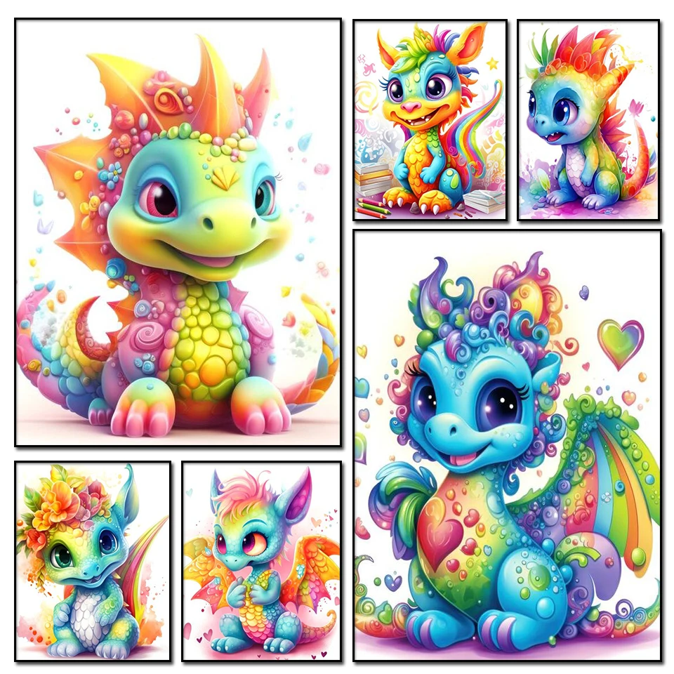 Cute-Baby-Rainbow-Dragon-Diamond-Painting-New-2024-Full-Square-Round ...