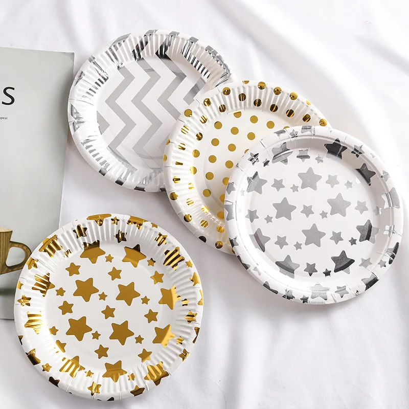 7-9-inch-Hot-Gold-Pentagram-Disposable-Platter-Paper-Platter-Birthday ...