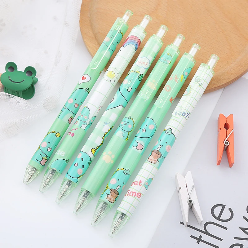6pcs-Kawaii-Pens-New-Dinosaur-Gel-Pen-Black-Ink-Aesthetic-Stationery ...