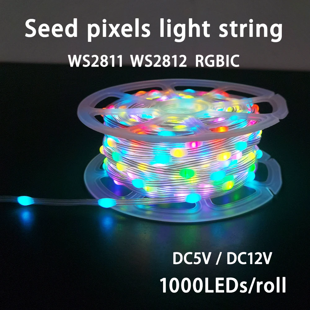 1000LEDs-26AWG-Seed-pixels-light-string-WS2811-WS2812-RGBIC-Addressable ...