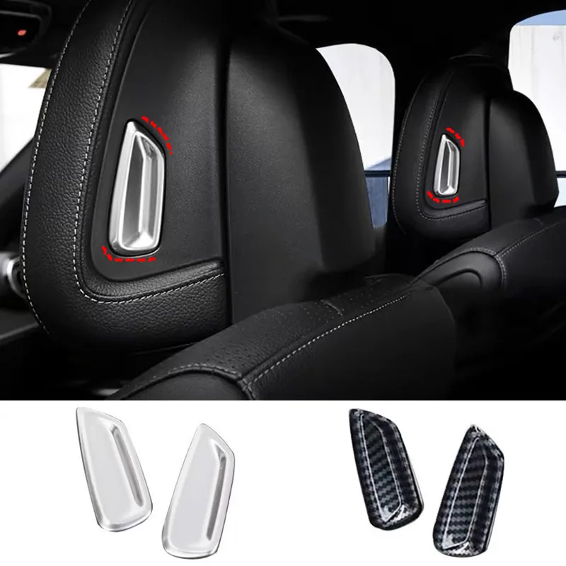 2-Piece-Set-Car-Seat-Headrest-Adjustment-Switch-Button-Cover-Trim-For ...
