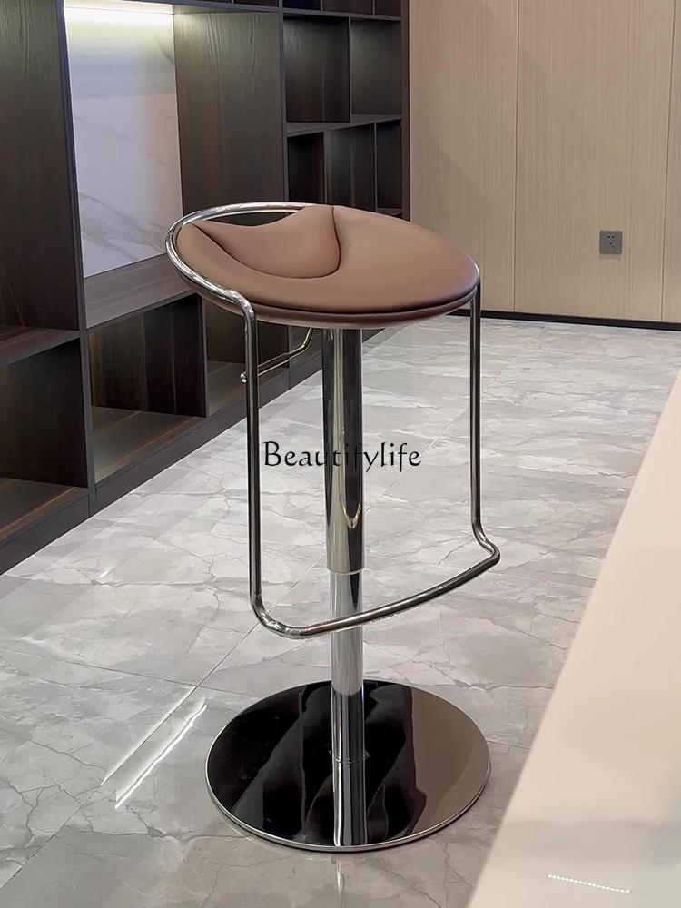 Modern-Simple-and-Light-Luxury-Genuine-Leather-Bar-Stool-Household ...