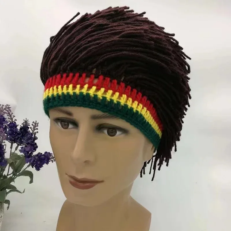 new Rasta Wig Beanie Caps For Men Handmade Crochet Winter Warm Hat ...