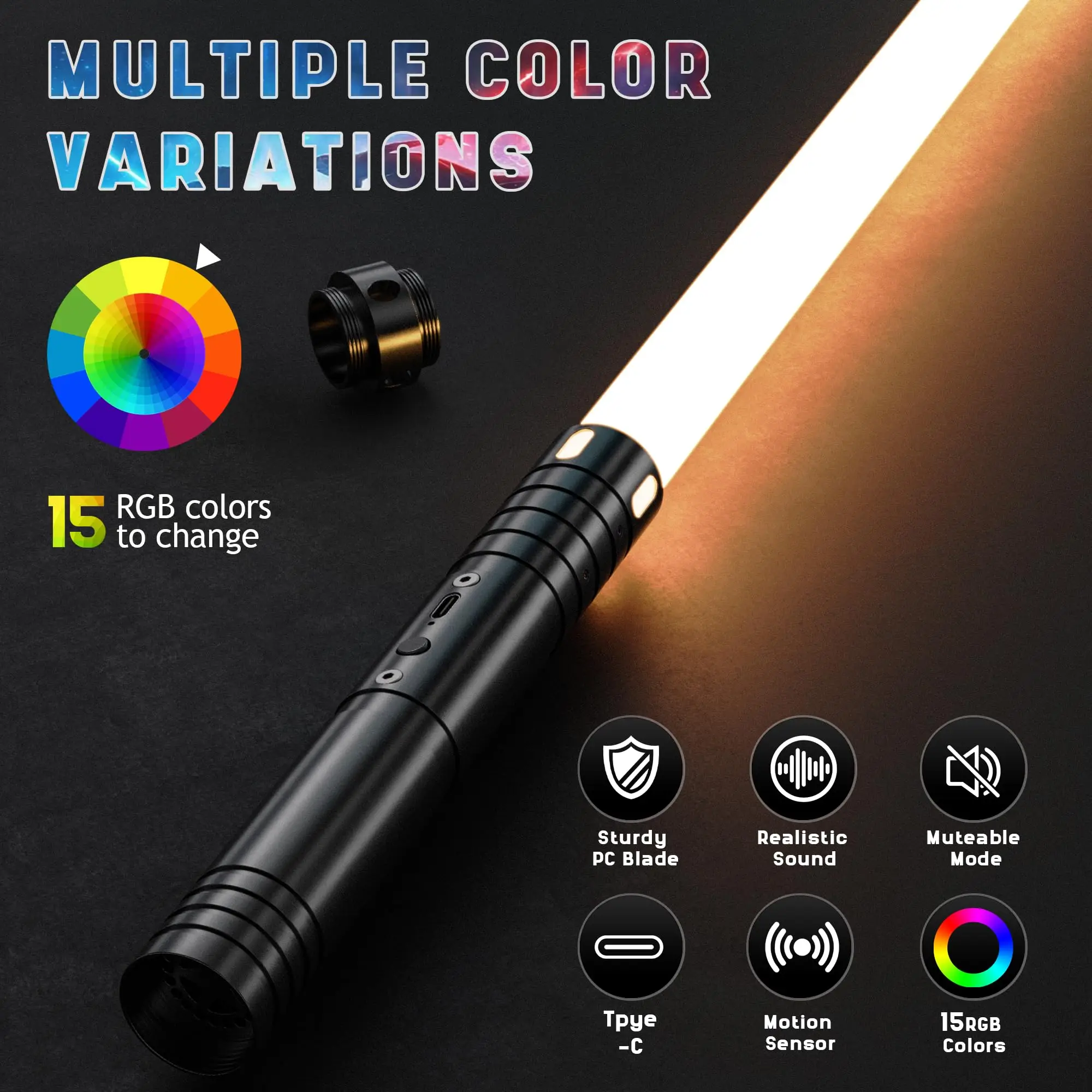 Light Saber For Adult Lightsaber For Dueling 2 Pack, RGB 15 Color And 3 ...