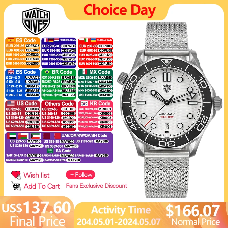 Watchdives-Reloj-de-buceo-WD007-para-hombre-cron-grafo-luminoso-de ...