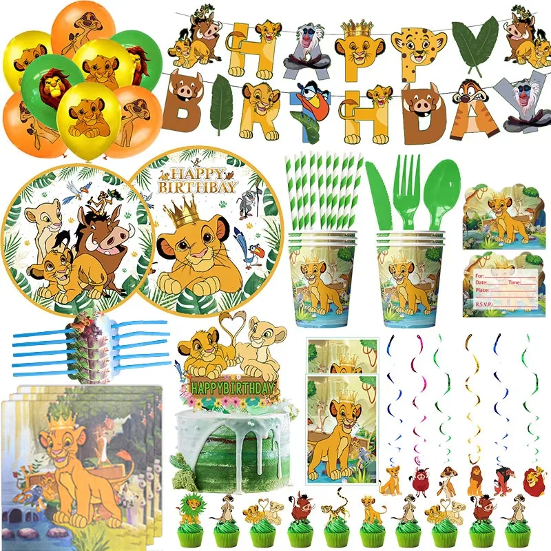Lion King Birthday Decoration Tableware Balloons Banner Kit Disney ...