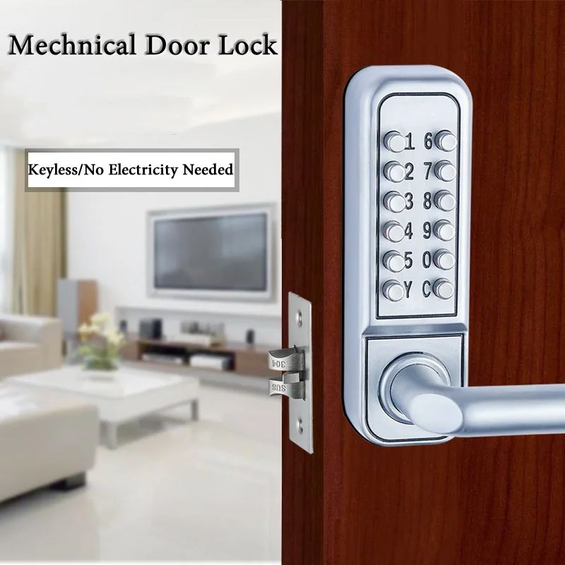 Brand New Keyless Mechanical Door Lock Push Button Digital Combination ...