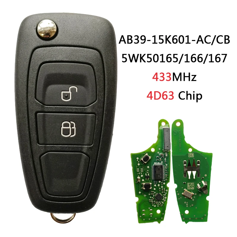 TXK018075-Original-For-Ford-Flip-Remote-Key-2-Button-433MHz-4D63-Chip ...
