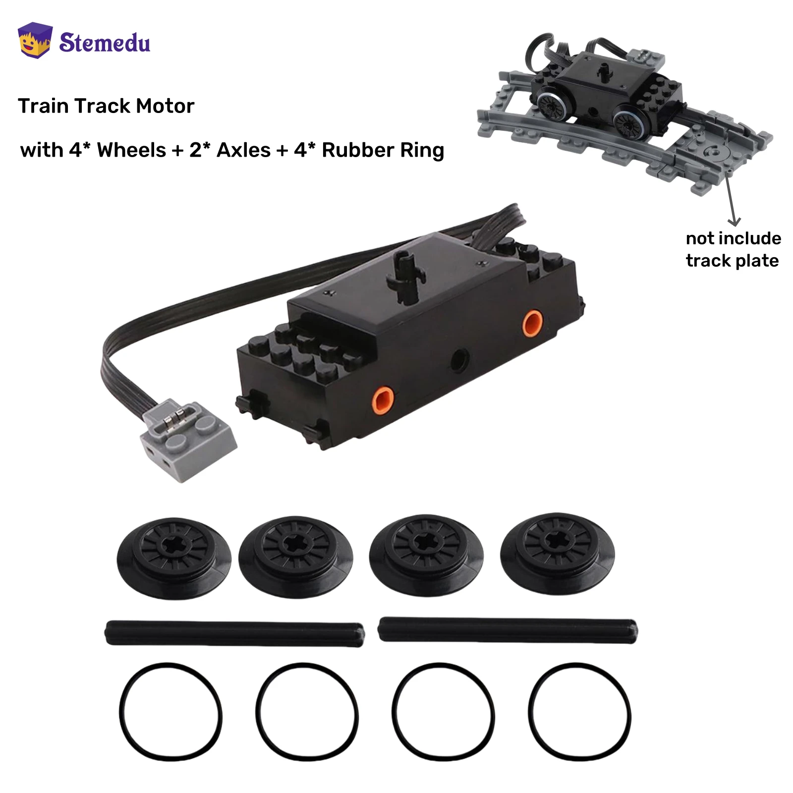 MOC-Technical-Parts-Train-Track-Motor-With-Wheel-Axle-Rubber-Ring ...