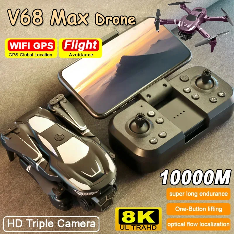 New-V68-Drone-8K-Professional-Triple-Camera-GPS-Obstacle-Avoidance ...