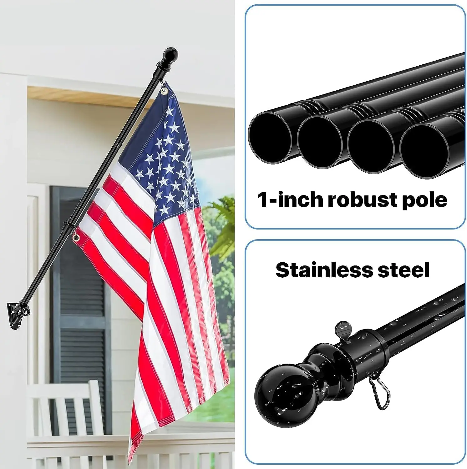 Flag-Poles-for-Outside-House-6ft-Residential-or-Commercial-Flag-Pole ...