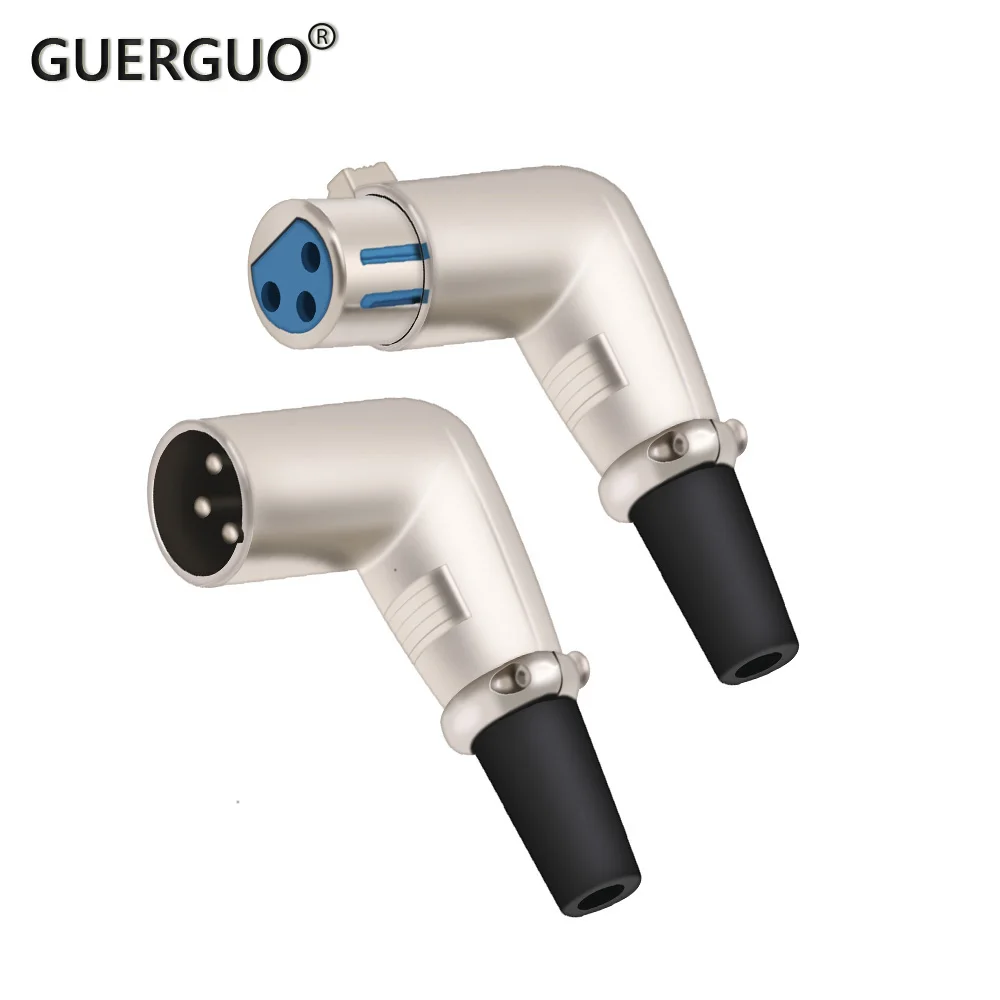 2PCS-XLR-Connector-Right-Angle-Male-Plugs-and-Female-Jacks-90-Degree ...