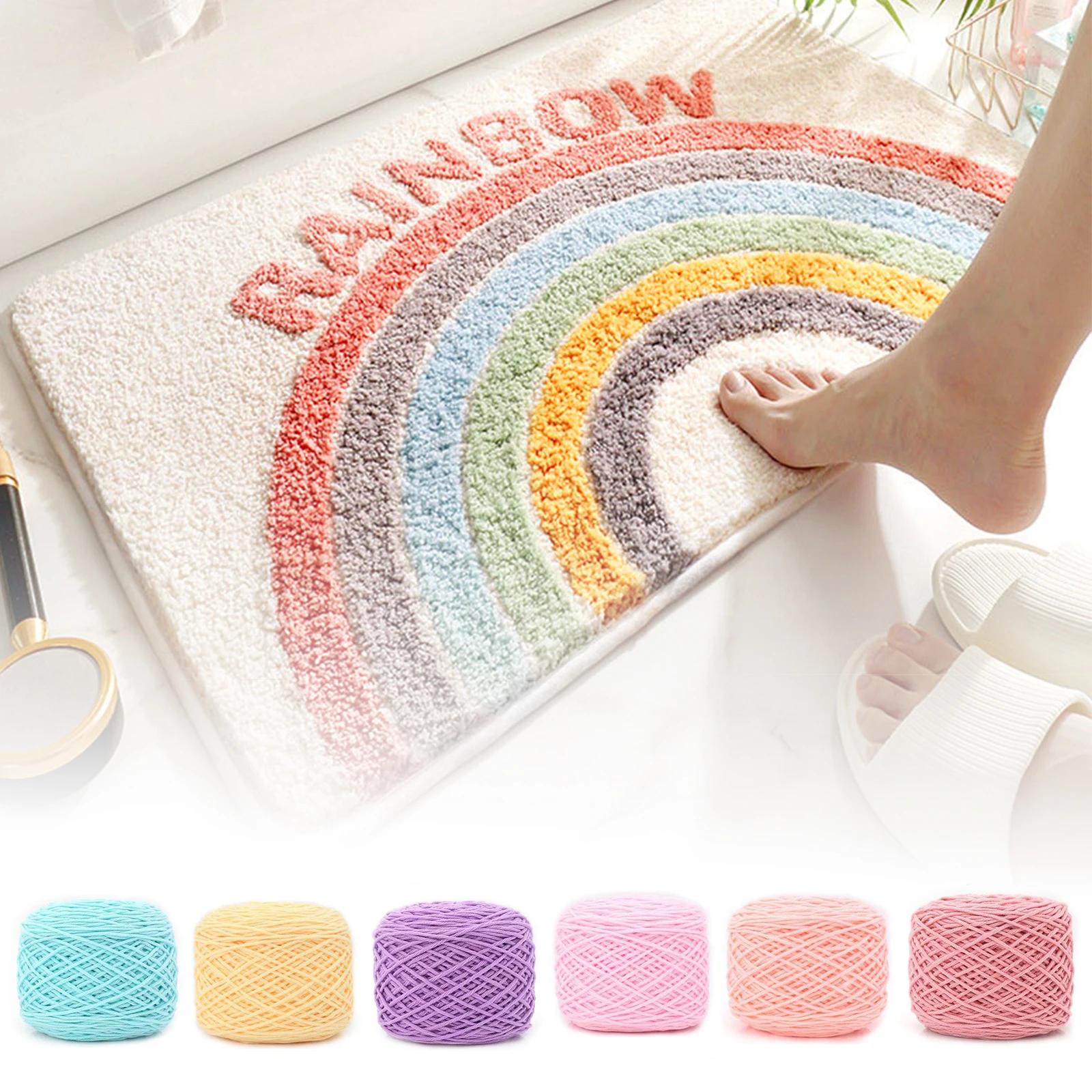 Tufting-Gun-Kit-Yarn-DIY-Carpet-Making-6roll-set-roll-Cut-Pile-Looped ...
