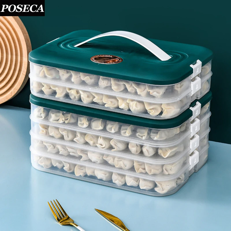 Timing Frozen Dumpling Storage Box Multi-layer Refrigerator Storage ...