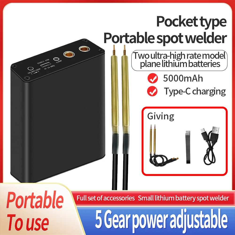 Battery-Spot-Welder-Five-Power-Adjustable-Pocket-Portable-Spot-Welder ...