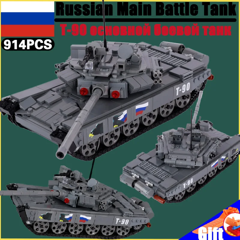 Military-Russian-T-90-Main-Battle-Tank-Building-Blocks-Kit-Armored ...