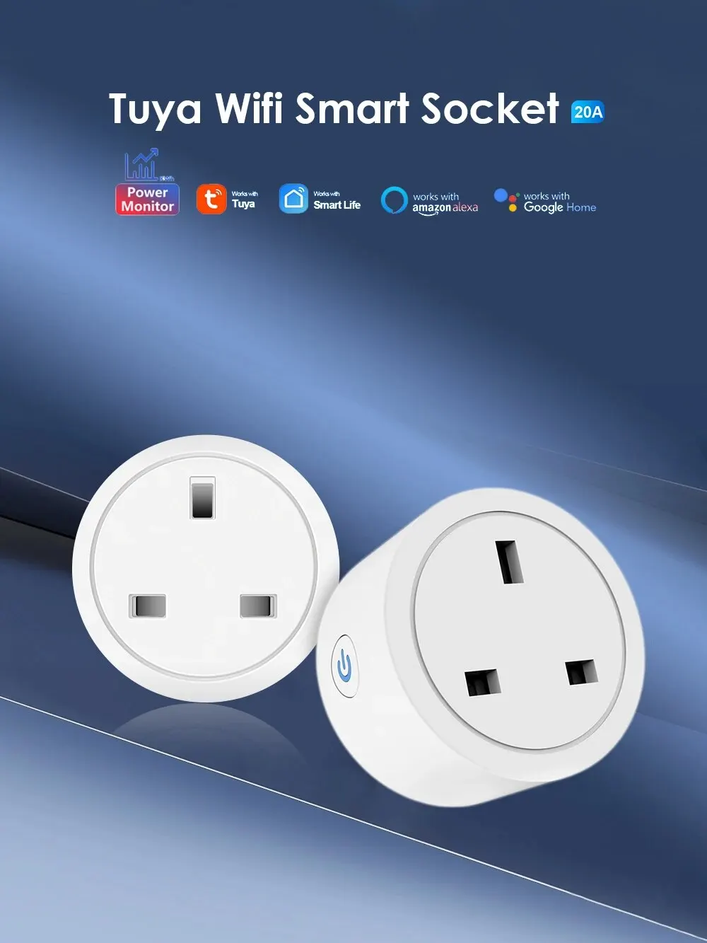 20A UK Plug TUYA WIFI Smart Socket With Power Monitor Voice Control ...