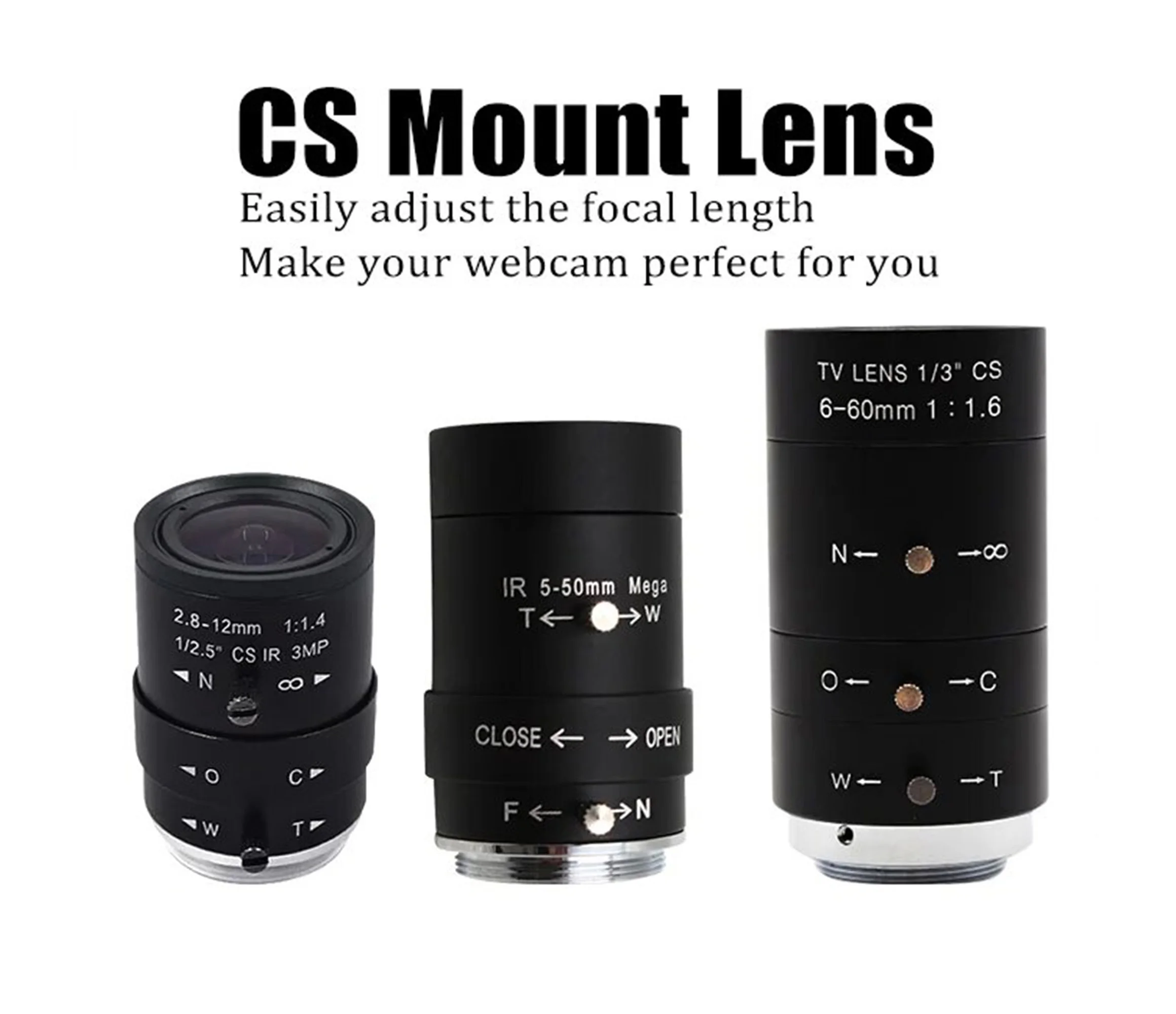 ELP 3MP Manual Optical Zoom Security Camera Lens No IR Filter CS 2.8-12 ...