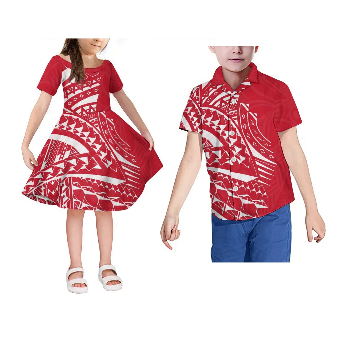 Robe-chemise-pour-enfants-tenue-assortie-style-samoa-island-hawa-en ...