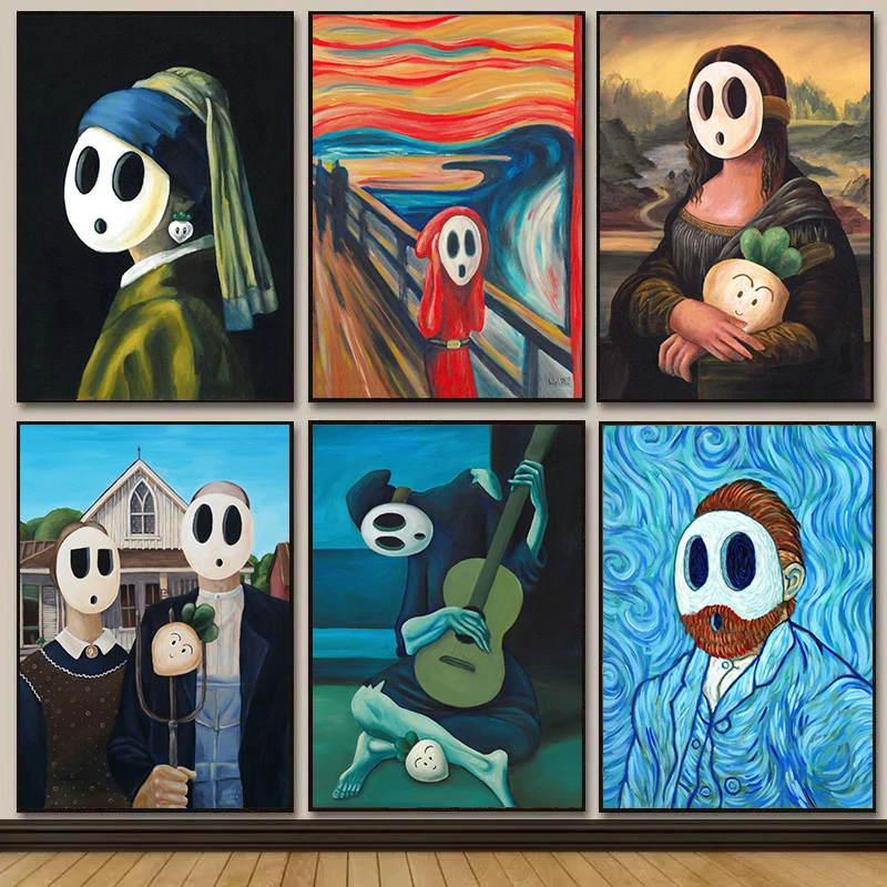 Picasso Van Gogh's Creative Paintings Shyguy Klimt Kiss Mona Gothic ...