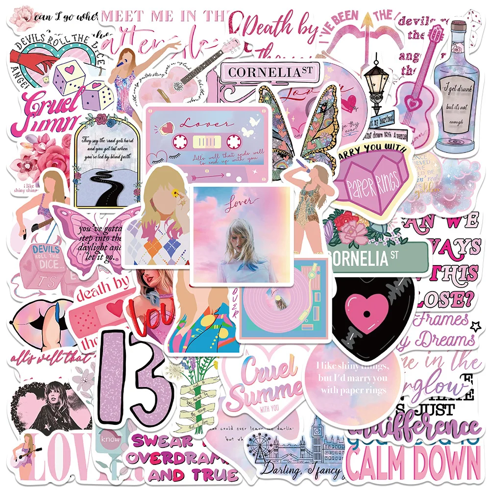 50Pcs Pink The Eras Tour Singer Stickers Pack DIY Skateboard Motorcycle ...