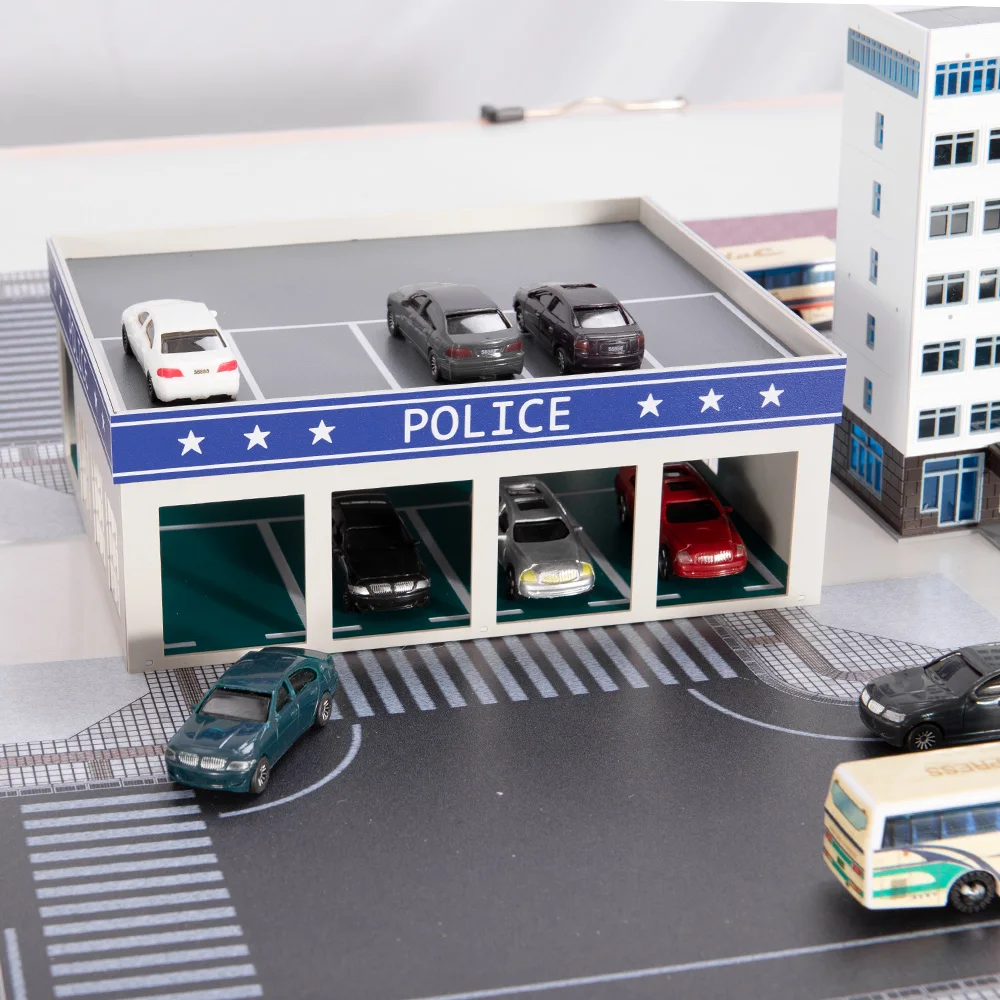Scale-1-64-Police-Station-Garage-Assembly-Model-Diy-Building-Sand-Table ...